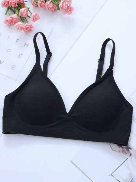 Бюстгальтер Женский EASY BRA без косточек, бесшовный, размер 80A, 80B черный Полиамид, Эластан ...