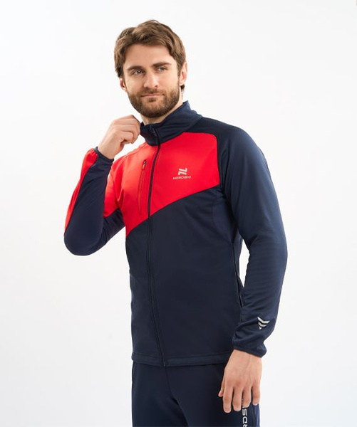 Куртка Мужской NORDSKI синий, красный Softshell, Бифлекс, размер 46 Длинный Зима приталенный ...