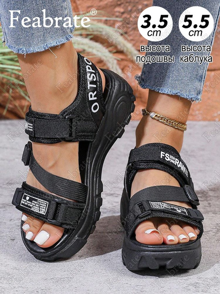 Сандалии Женский Feabrate, размер 36 Синтетическая дышащая сетка Танкетка Круглый нос, Открытый ...