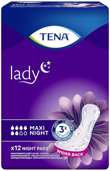 TENA Lady Maxi Night, прокладки для ночного мочевого пузыря, 6 капель ...