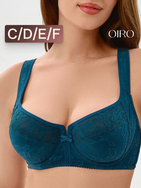 Бюстгальтер Женский OIRO мягкая чашка на каркасе, на косточках, размер 95E изумрудный Нейлон ...