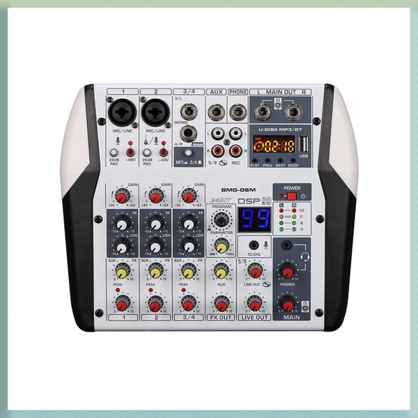 BOMGE 6-канальный DJ-микшер, профессиональное качество звука, для музыки и караоке купить на ...