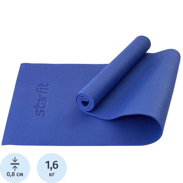 Коврик для йоги STARFIT FM-101 PVC, 0,8 см, 183x61см,темно-син, ЦБ-00001561 2003227 купить c ...