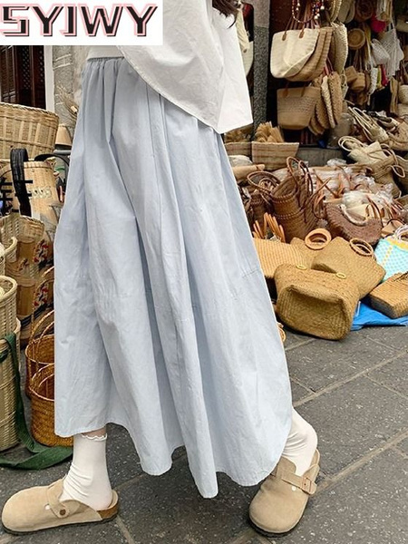 Юбка Женский SYJWY сине-морской Ткань в складку, размер 44 Эластичная Макси Однотонный Бильярд ...