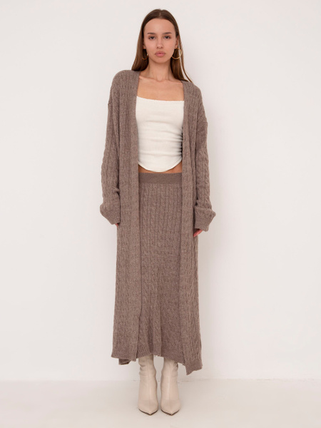 Комплект одежды Женский La La Fa Повседневный с юбкой капучино, кремовый капучино, размер 40, 42 ...