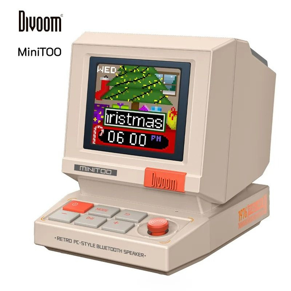 DIVOOM MiniTOO Ретро-мини-пиксельный динамик Bluetooth, часы и ...