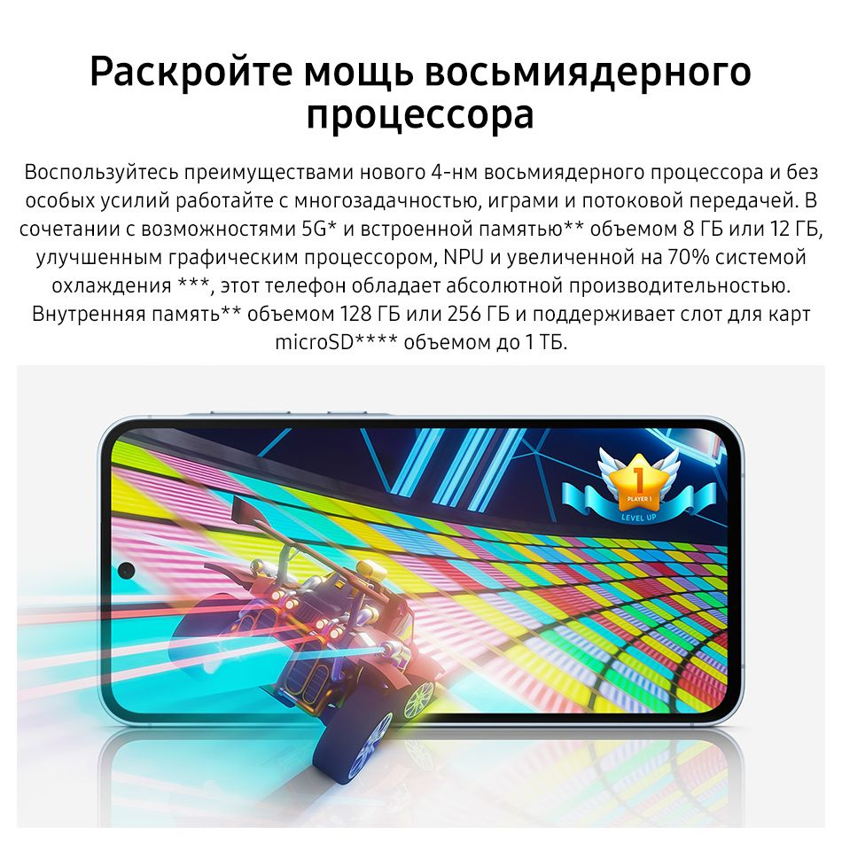 Смартфон Samsung Galaxy_A555GDN 256 ГБ 12 ГБ Фиолетовый 6.6 OLED/AMOLED ...
