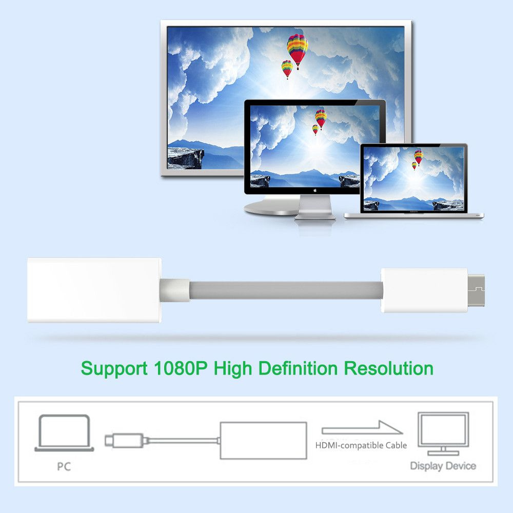 Mini DisplayPort в HDMI-совместимый адаптер 4K / 1080P Mini DP Male to ...
