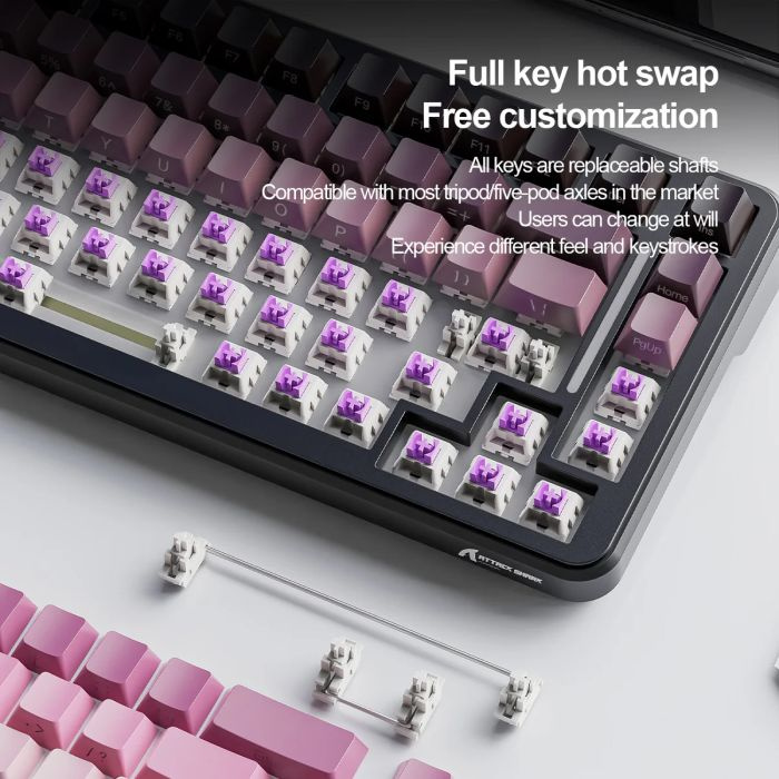 Клавиатура игровая Attack Shark M86 BlackBerry RGB (RUS), беспроводная, 80 кнопок, HotSwap ...