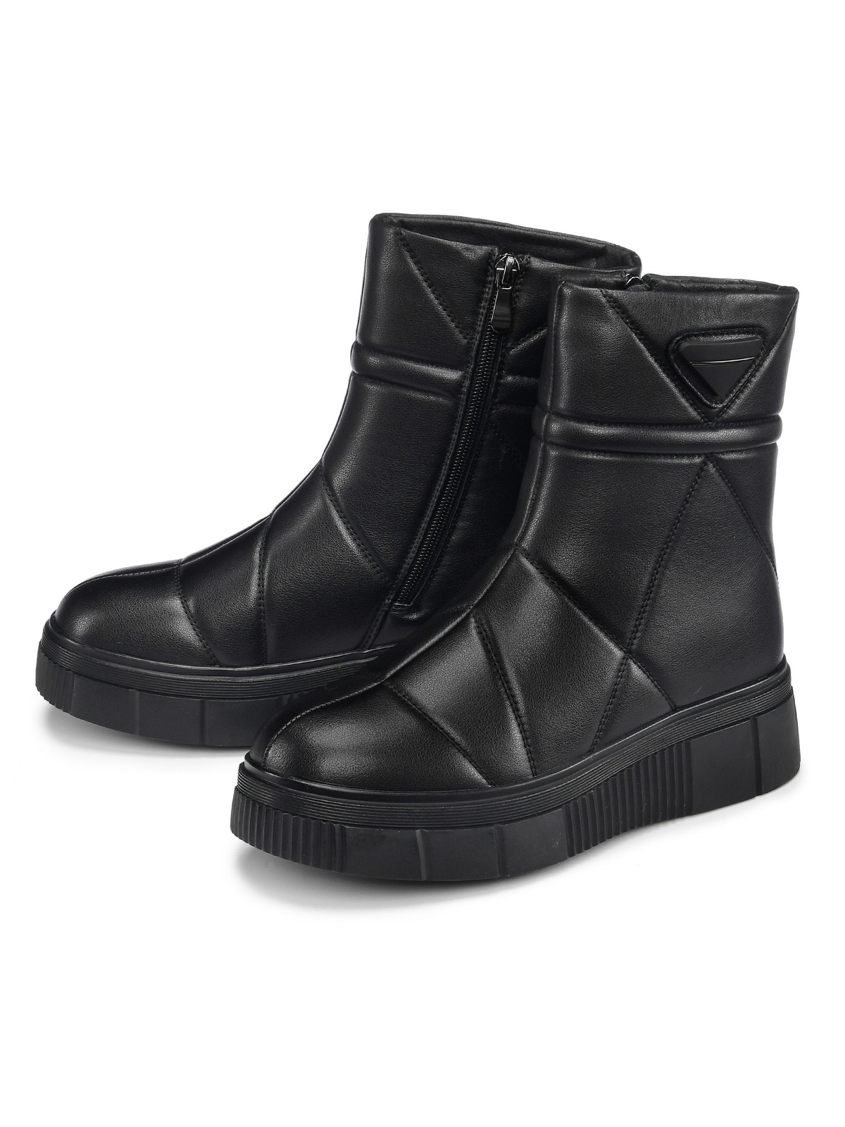 Дутики Женский Covani черный каменный, черный Натуральная кожа Зима Без застёжки 6 Россия ...