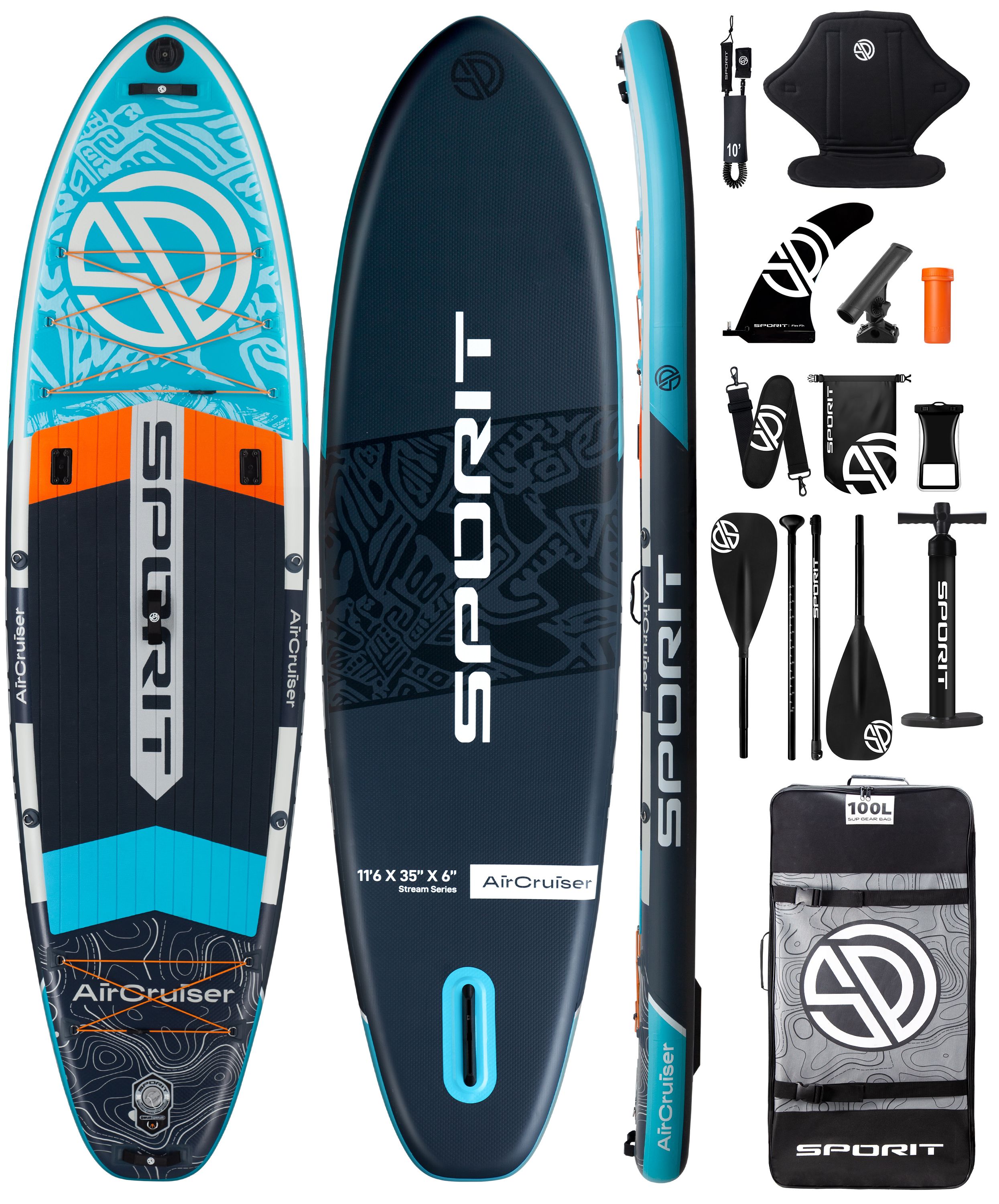 Надувная двухслойная SUP-доска SPORIT AIR CRUISER BLUE GREY 11'6'' 351 ...