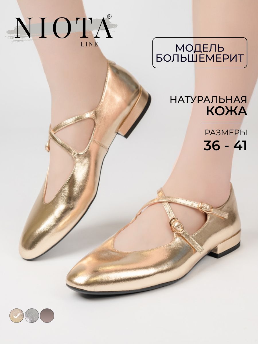 Балетки Женский Niota Line Кожа, размер 38 6 Россия Заострённый нос ...