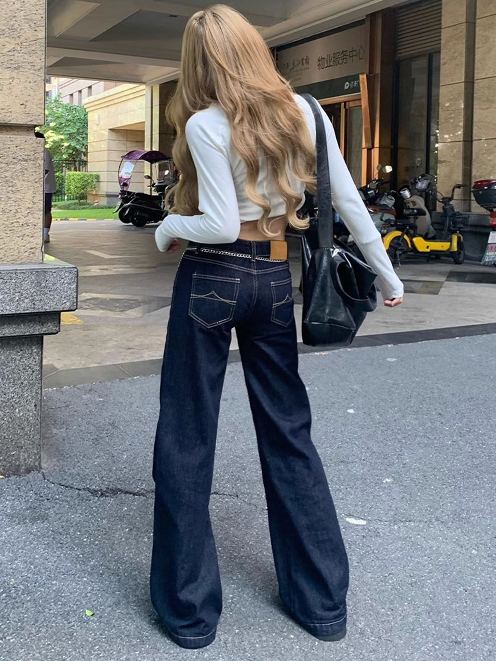 Джинсы Женский SYJWY темно-синий, размер 40 полуприлегающий Высокая ...