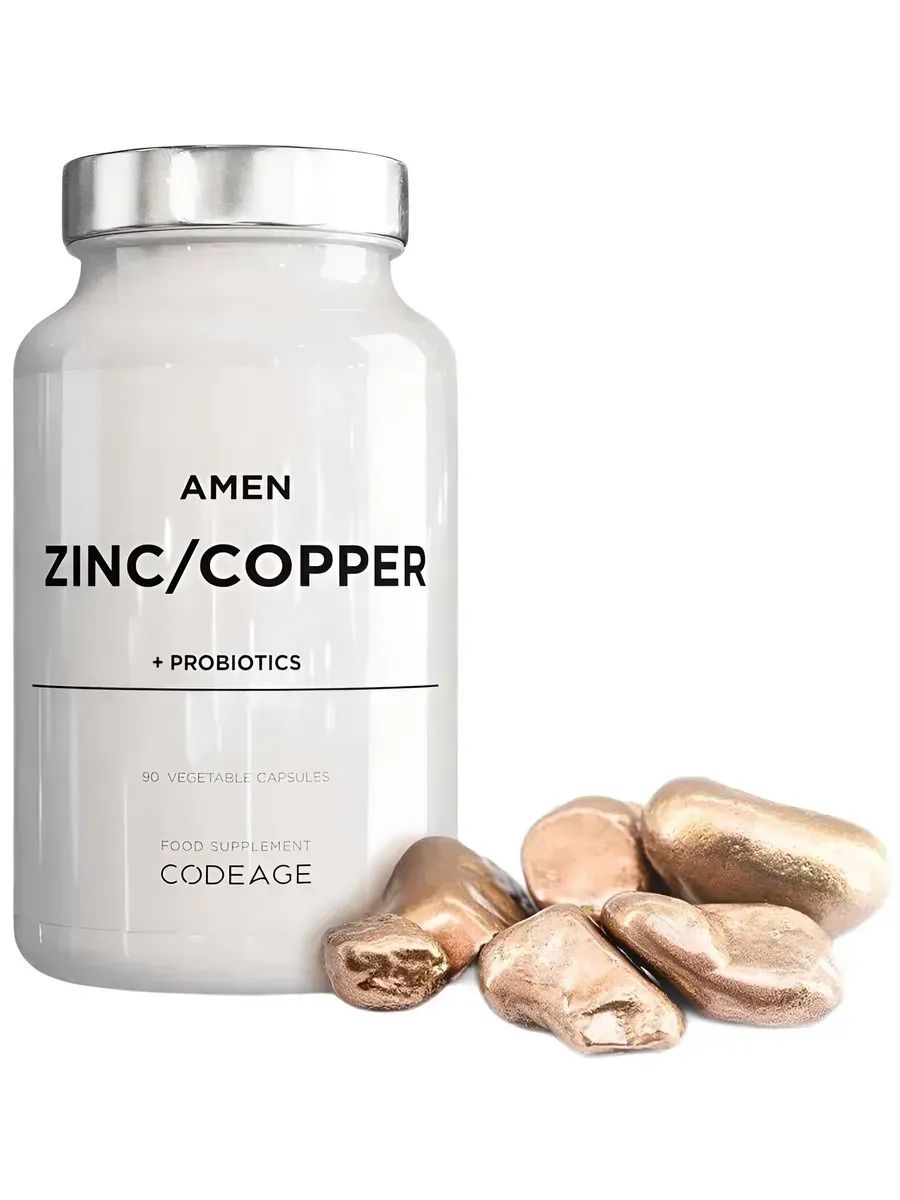 Минеральный баланс Codeage, Amen Zinc Copper With Probiotics, 90 капсул ...