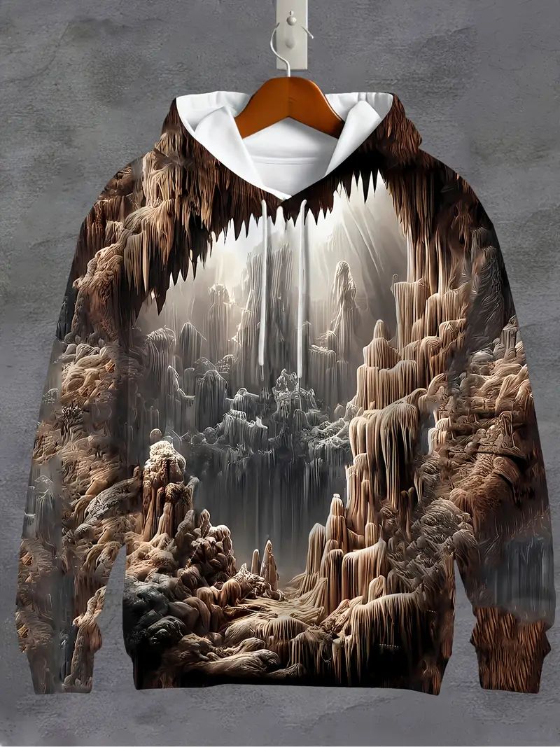 Толстовка Мужской Cool clothing пепельно-коричневый Затягивающийся ...