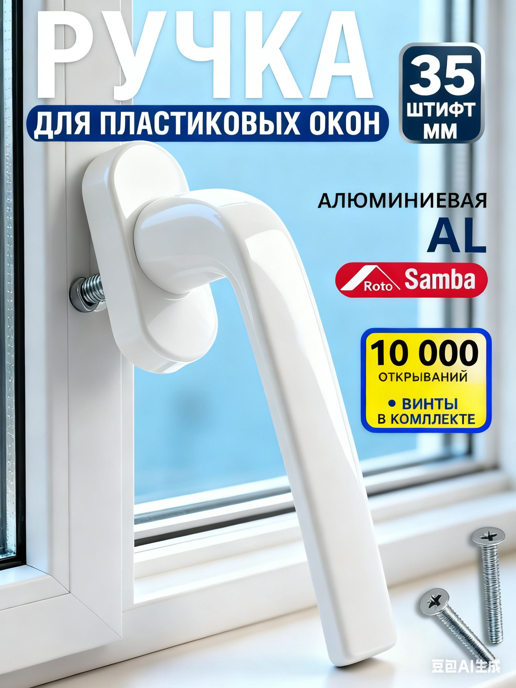 Ручки пластиковых окон и балконных дверей Roto Samba на 8 позиций, 1 ...
