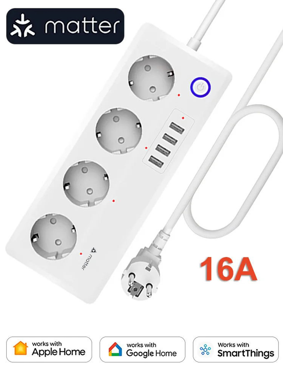 Matter Power Strip Smart Multi Outlet 16A Электрический разъем для ...