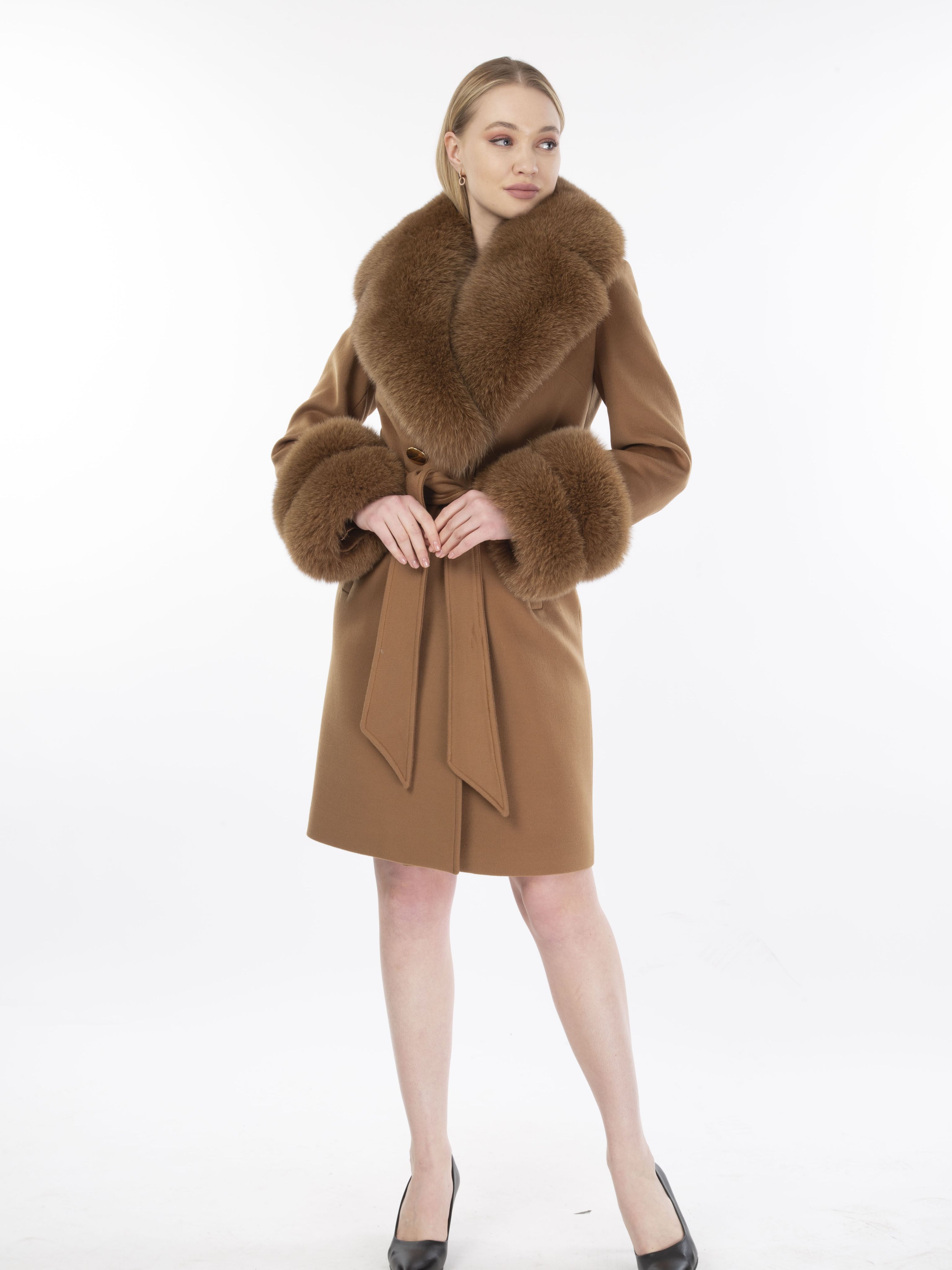 Шуба натуральная Женский Samuel Rhawi Мех натуральный, Кашемир ...
