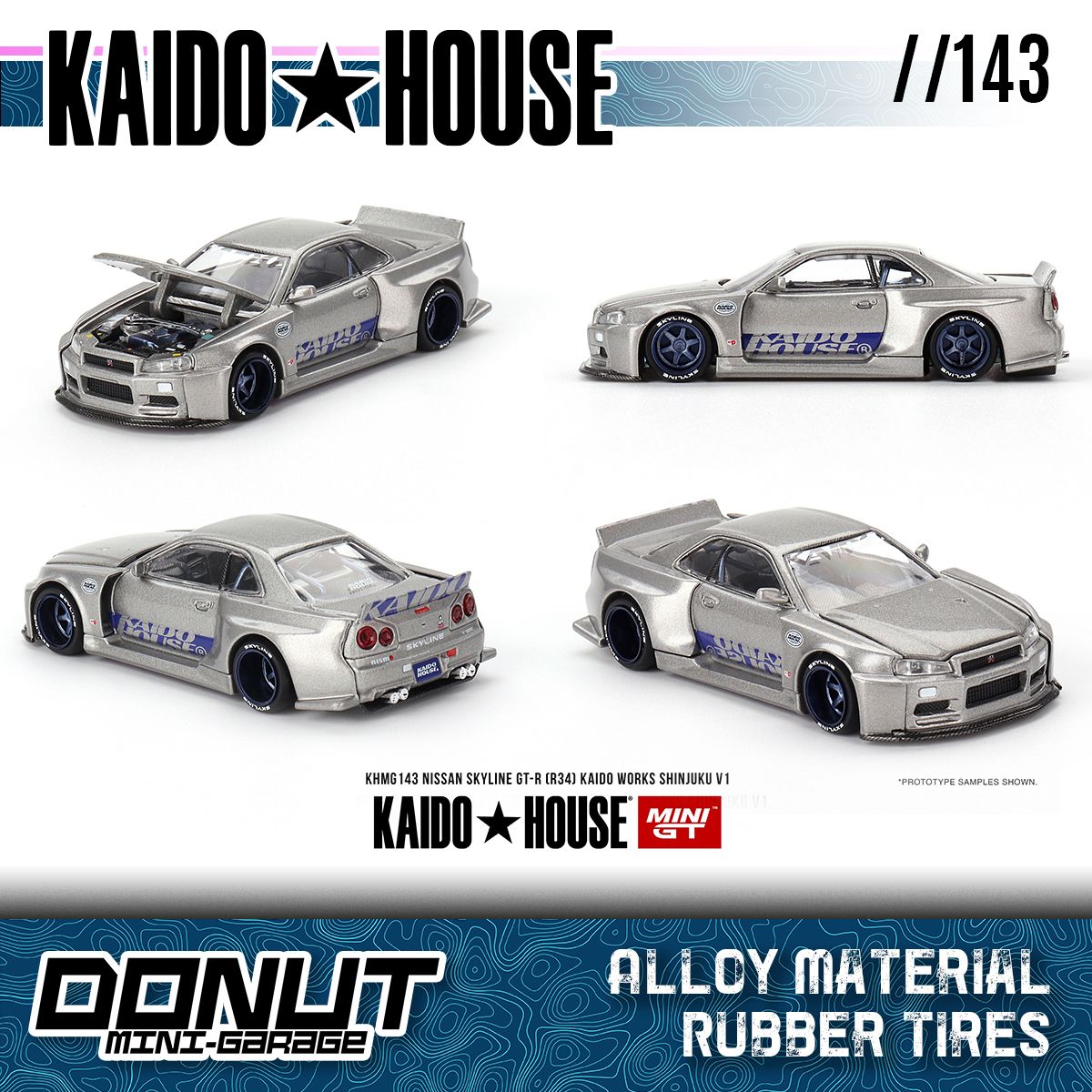 Машинка 1:64 Kaido House + MINlGT Nissan Skyline GT-R (R34) Kaido Works ...