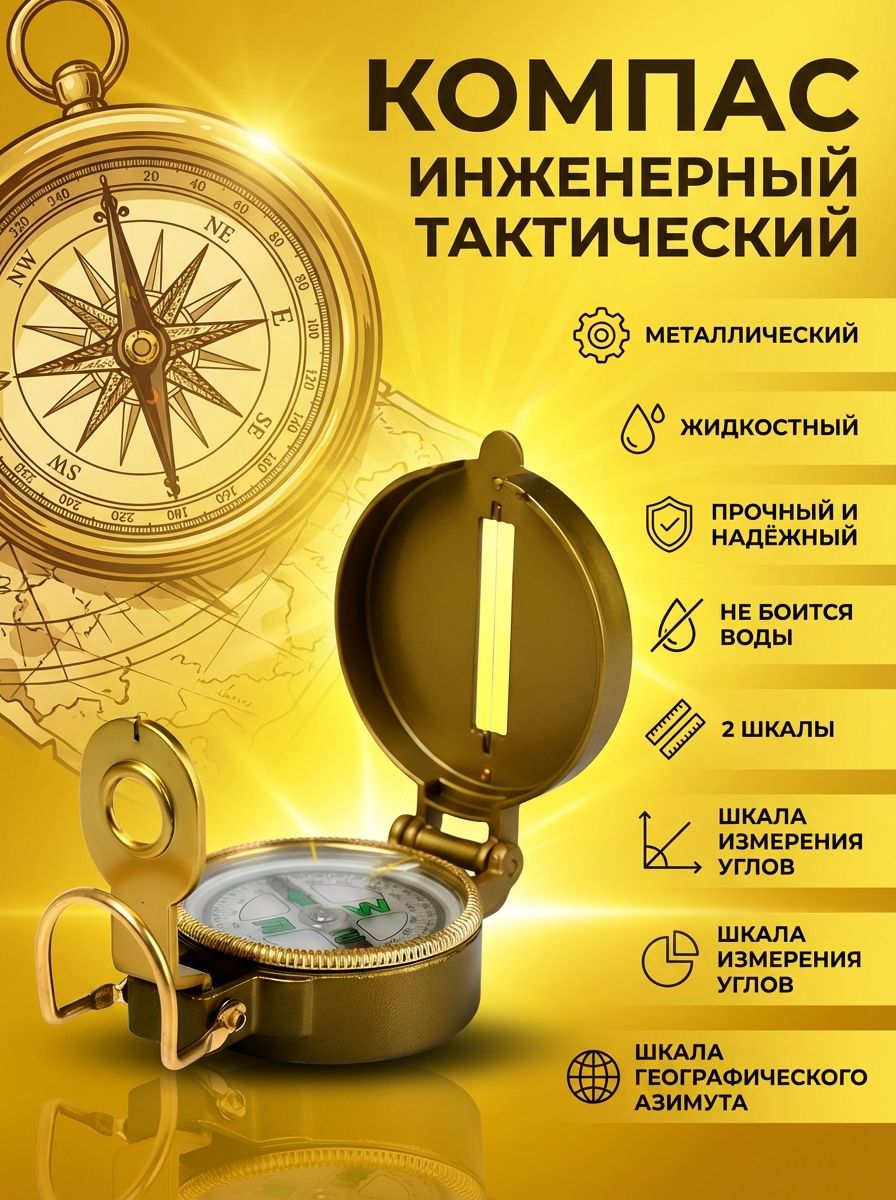 Компас инженерный Engineer Compass линзовый металлический, жидкостной ...