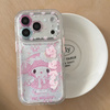 чехол для iPhone 17 PRO MAX с милыми мультяшными кроликами и My Melody, глиттер и защита от ...