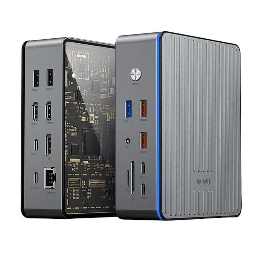 Док-станция 16 в 1 WiWU W1601 Matrix с поддержкой 4 экранов M2 Mac ...