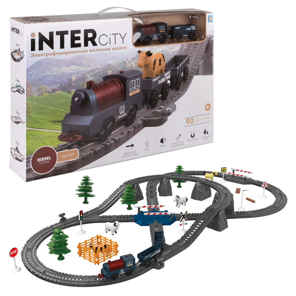 Детская железная дорога с электропоездом InterCity "Фермер" 1TOY со ...