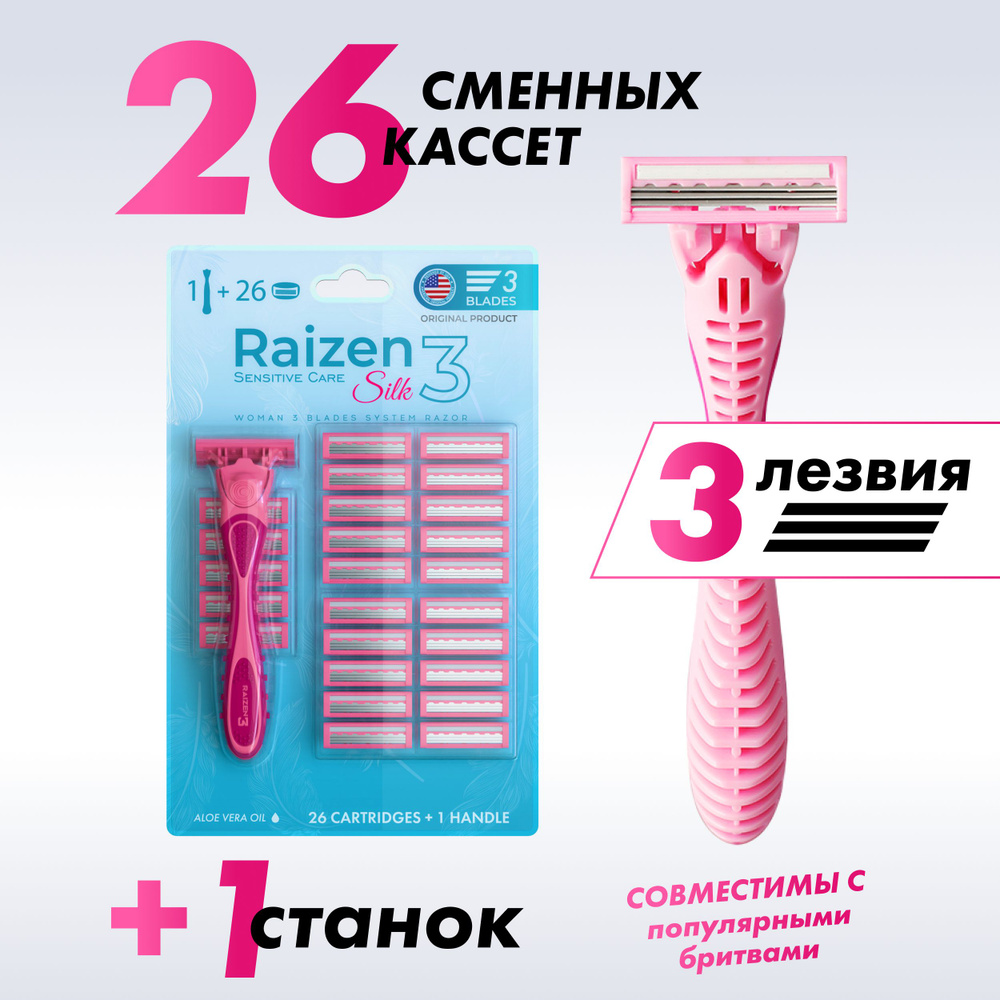 Бритвенный набор Raizen женский, совместим с популярной бритвой, 1 ...