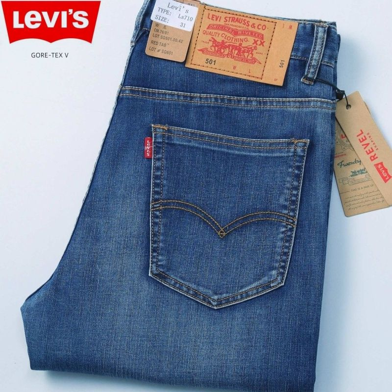 Джинсы Мужской, Женский Levi's синий Деним, Хлопок, размер 36 Пряжка Средняя Вышивка Китай На ...
