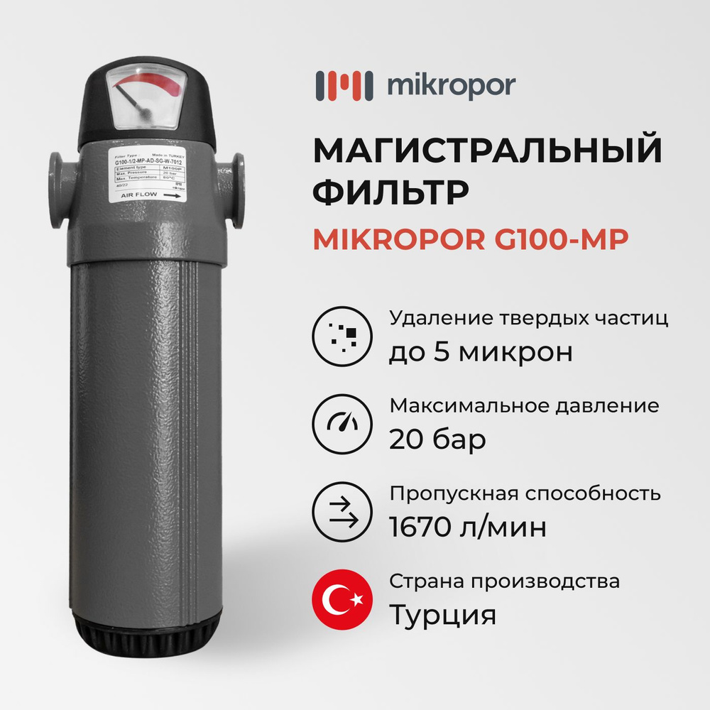 Магистральный фильтр для очистки сжатого воздуха Mikropor G 100 MP ...