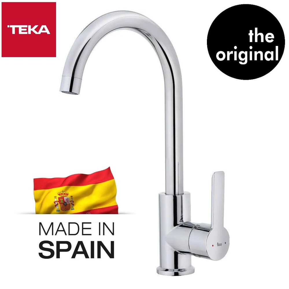 Смеситель Teka PETRA (Тека) для кухни, керамический картридж 35 мм,высокий круглый излив ...
