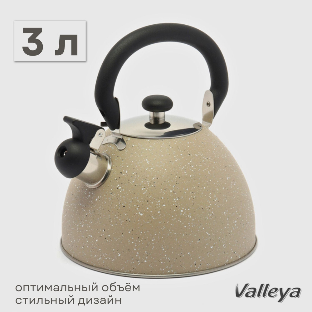 Чайник для плиты гранитный со свистком, из нержавеющей стали "Valleya ...