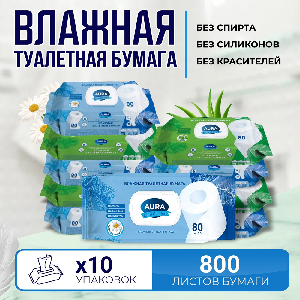 Aura Туалетная бумага влажная 80 шт - купить с доставкой по выгодным ...