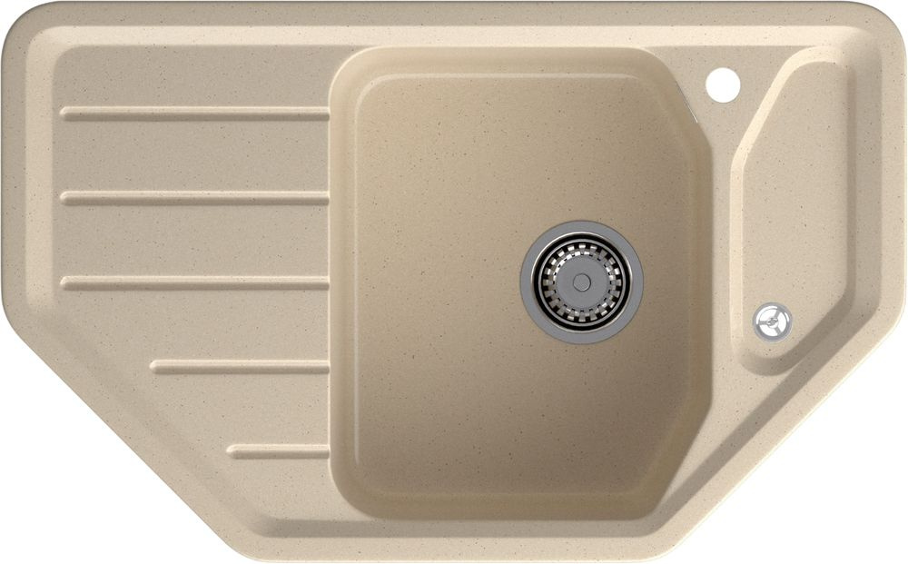 Мойка кухонная GranFest Corner C-800E угловая, 79x49, с крылом, бежевая ...