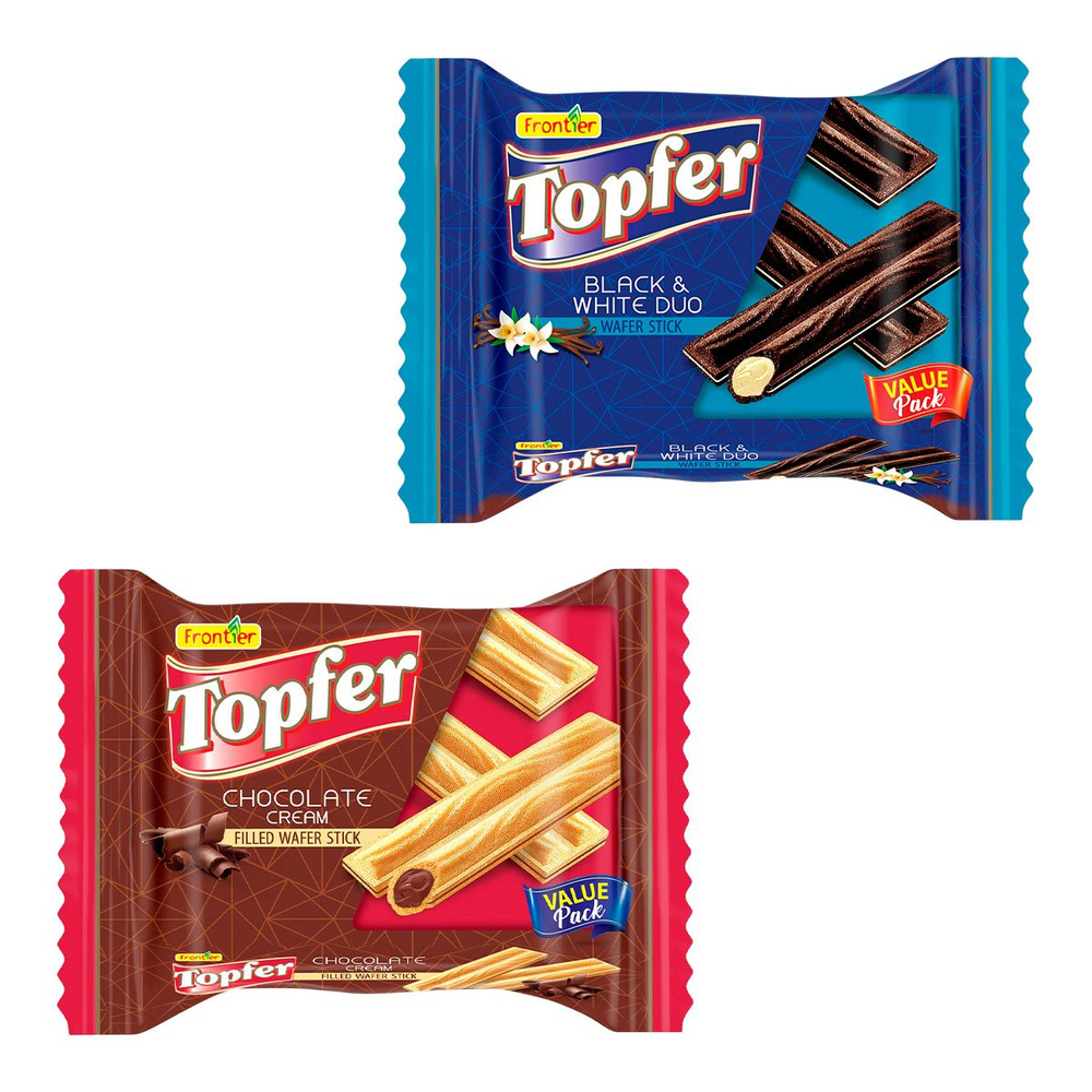 Трубочки вафельные Topfer Frontier, 120 г х 2 шт, ассорти (ваниль ...