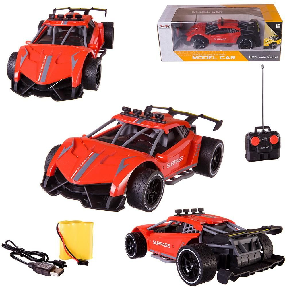 Машинка на р/у Junfa скоростная гоночная , 27Мгц, аккумуляторный блок, красная-1 1:16 - купить с ...