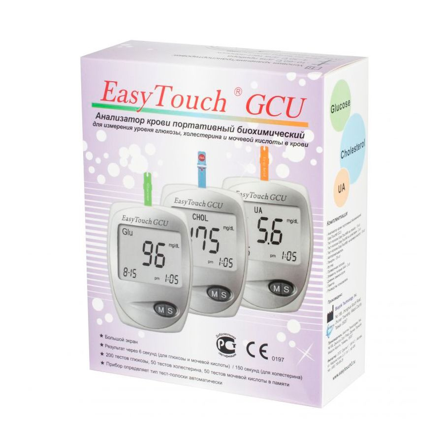 Анализатор EasyTouch GCU (ИзиТач) на определение глюкозы, холестерина и ...