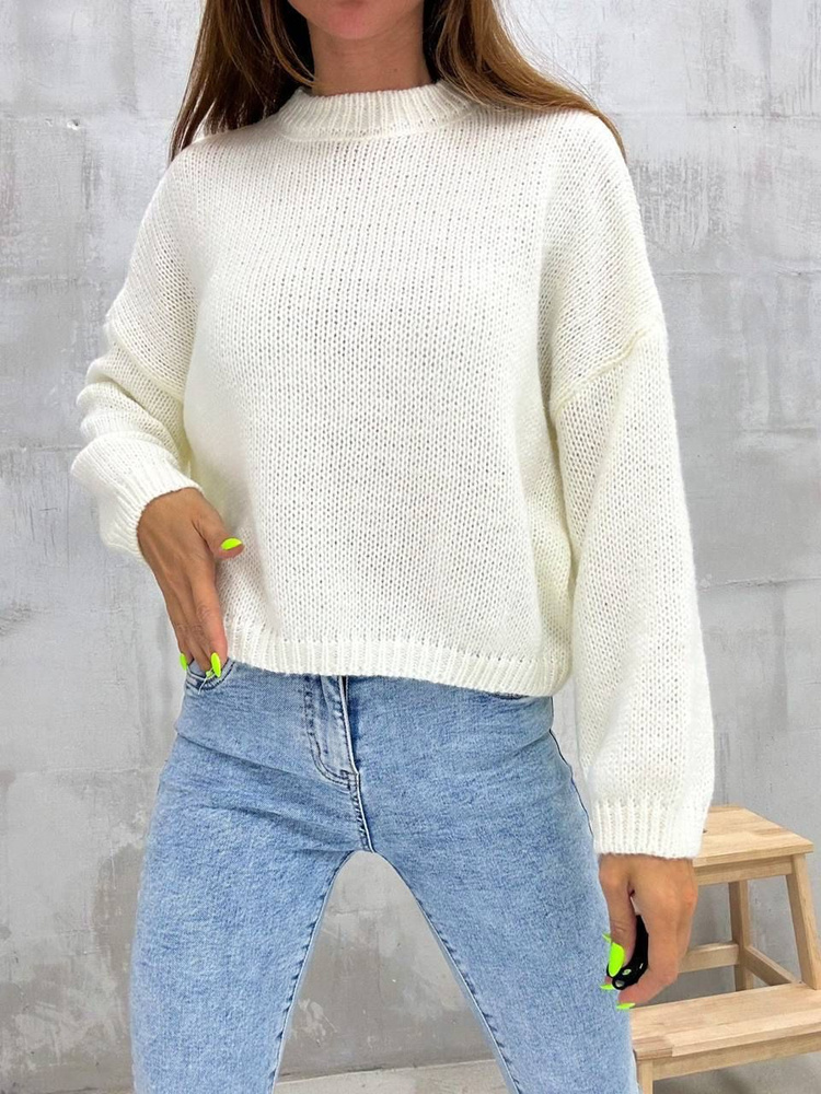 Свитер Женский KK Fashion белый Хлопок, Полиэстер, размер 42, 44 Без ...