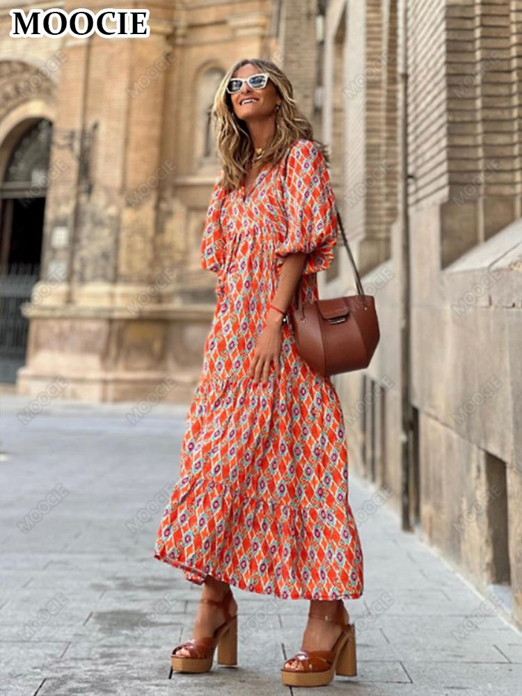 Платье Женский MOOCIE красный Повседневный Длинный Политекс, размер 54 Без застежки Абстракция ...