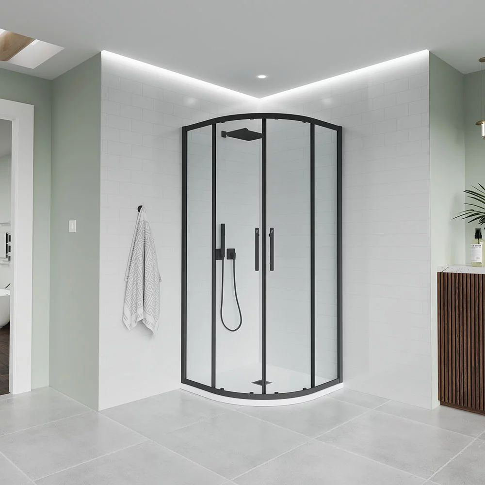 Душевой уголок Veconi Evo B 100х80, стекло прозрачное, профиль черный ...