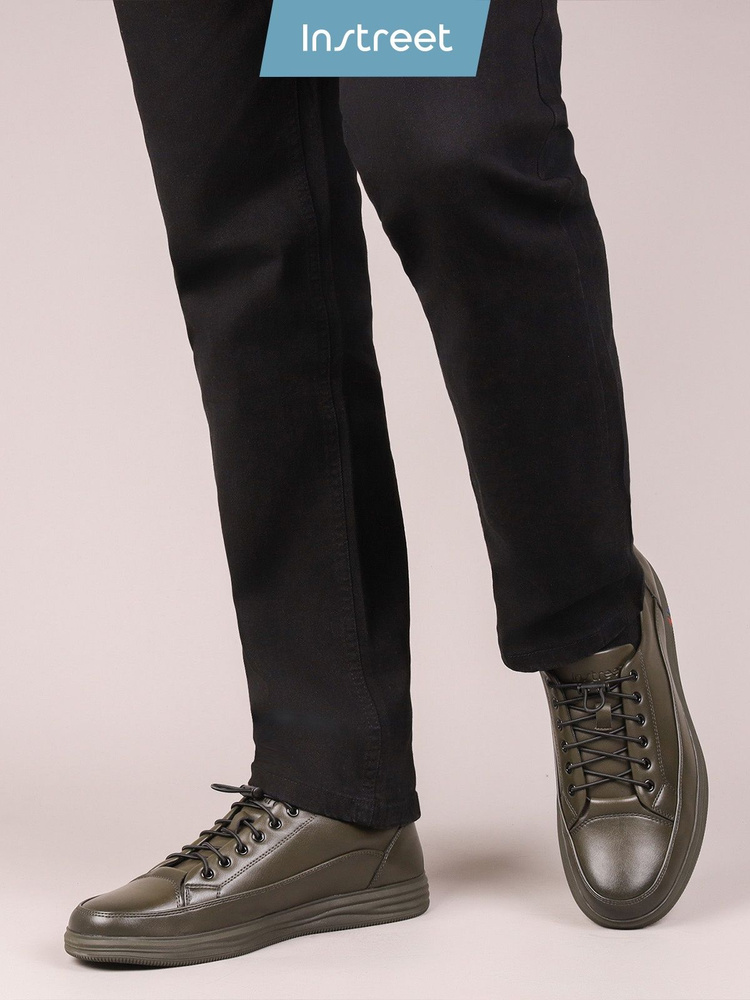 Полуботинки Мужской Instreet зеленый, размер 40 На любой сезон 7 Шнурки Без каблука Россия ...