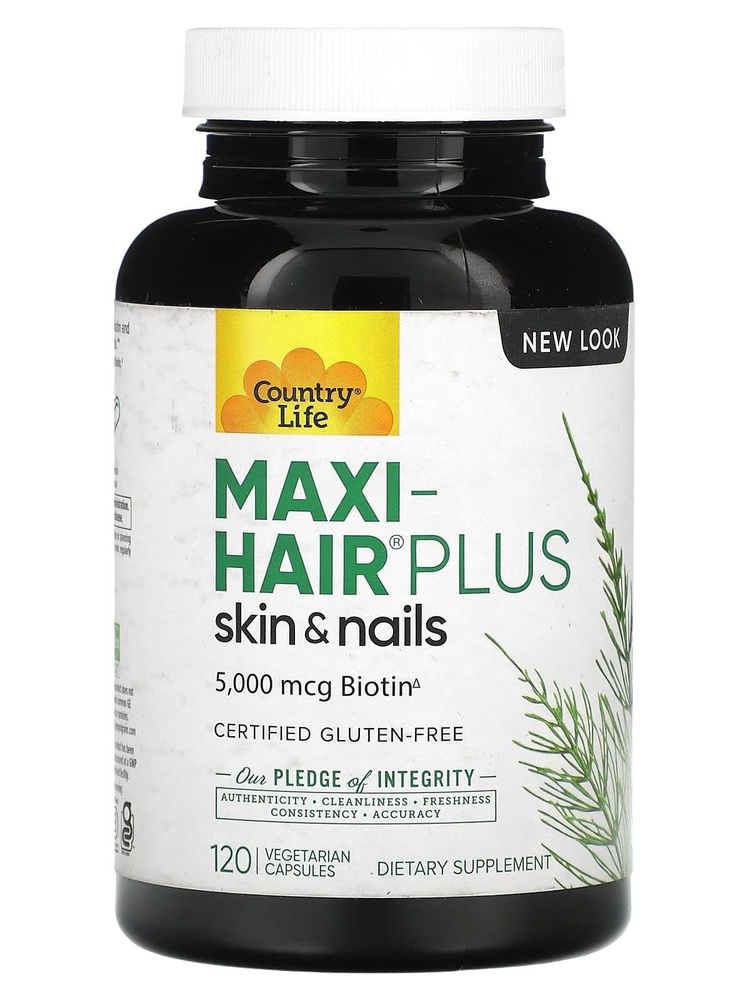 Country Life, Maxi-Hair Plus. Кожа волосы ногти 120 капсул купить на ...
