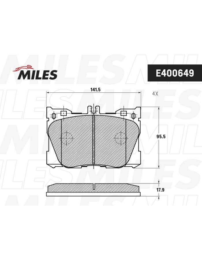 Колодки тормозные mercedes w205 w213 glc (x253 c253) 15- передние Miles ...