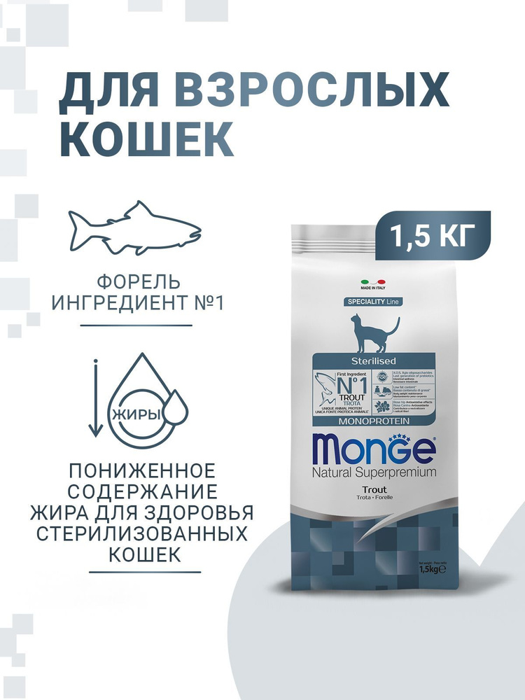 Сухой корм Monge Cat Speciality Line Monoprotein Sterilised для ...