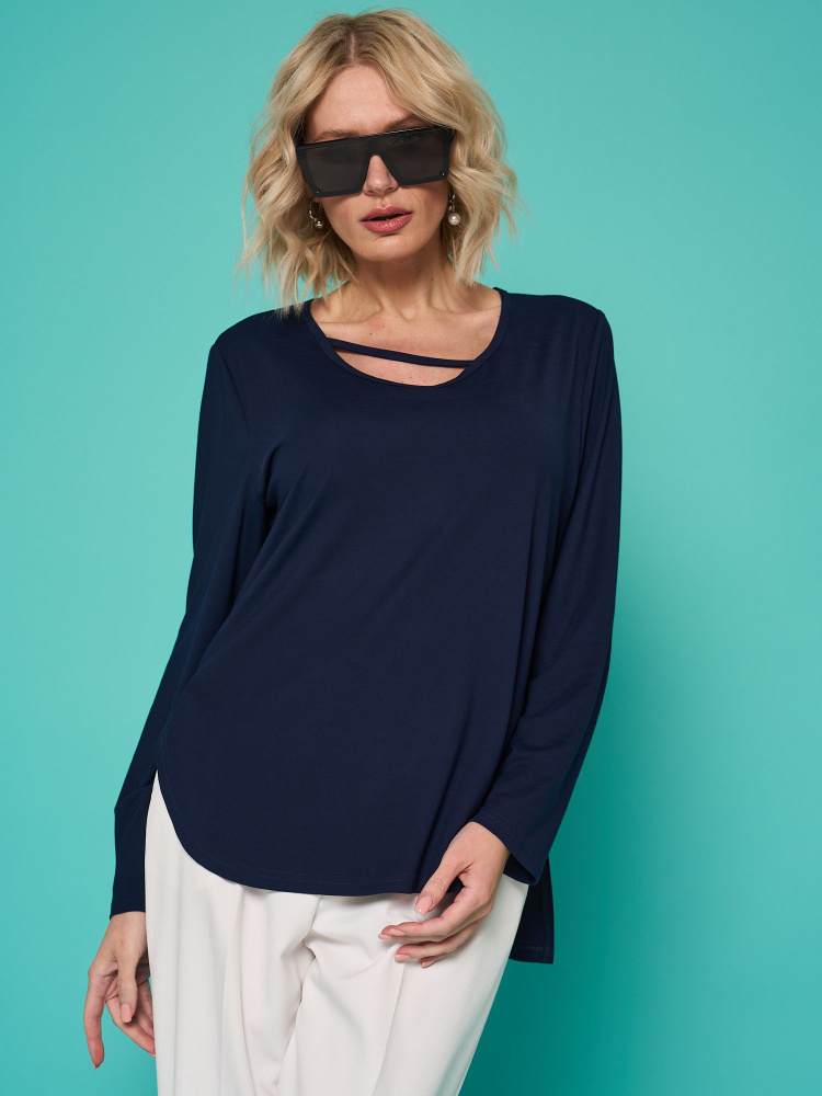 Туника Женский SPARADA Повседневный Длинный Вискоза синий Разрезы, размер 58, 60 Россия ...