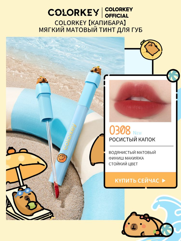 Блеск для губ COLORKEY Capybara Мягкий матовый тинт для губ O308 ...