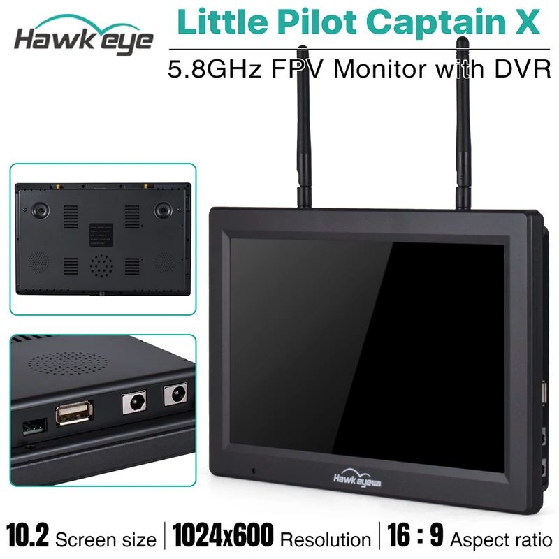 Монитор Hawkeye Little Pilot Captain X 10.2 дюйма Двойной приемник 5.8 ...