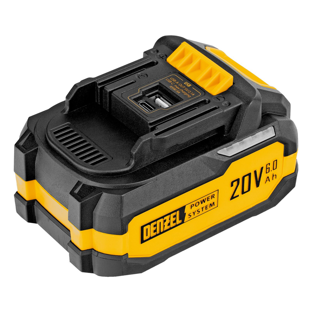 Батарея аккумуляторная BH-20-6.0, Li-Ion, USB, 20 В, 6,0 Ач// Denzel ...