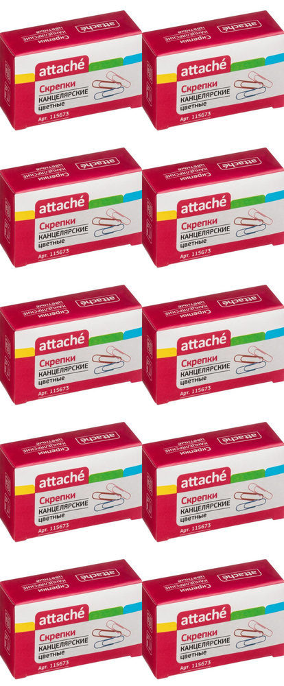 Attache Скрепки цветные 28 мм 100 шт, 10 уп купить на OZON по низкой цене (2483797815)