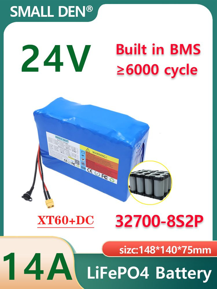 Новый аккумулятор 24V 14AH 32700 LiFePO4 Встроенный BMS для 8S 25.6V Power Supply E-Scooter ...